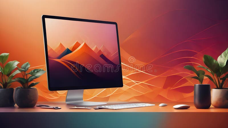 Background Wallpaper Stylish Interior Design with Computer Monitor ...