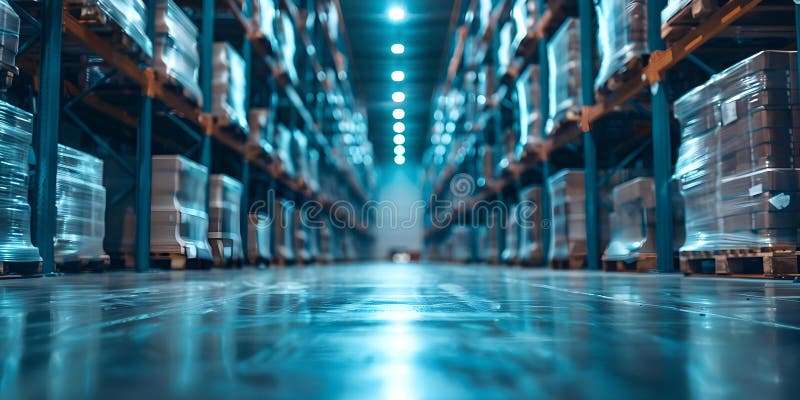 Background of a Warehouse with Blurred Storage Shelves and Light ...