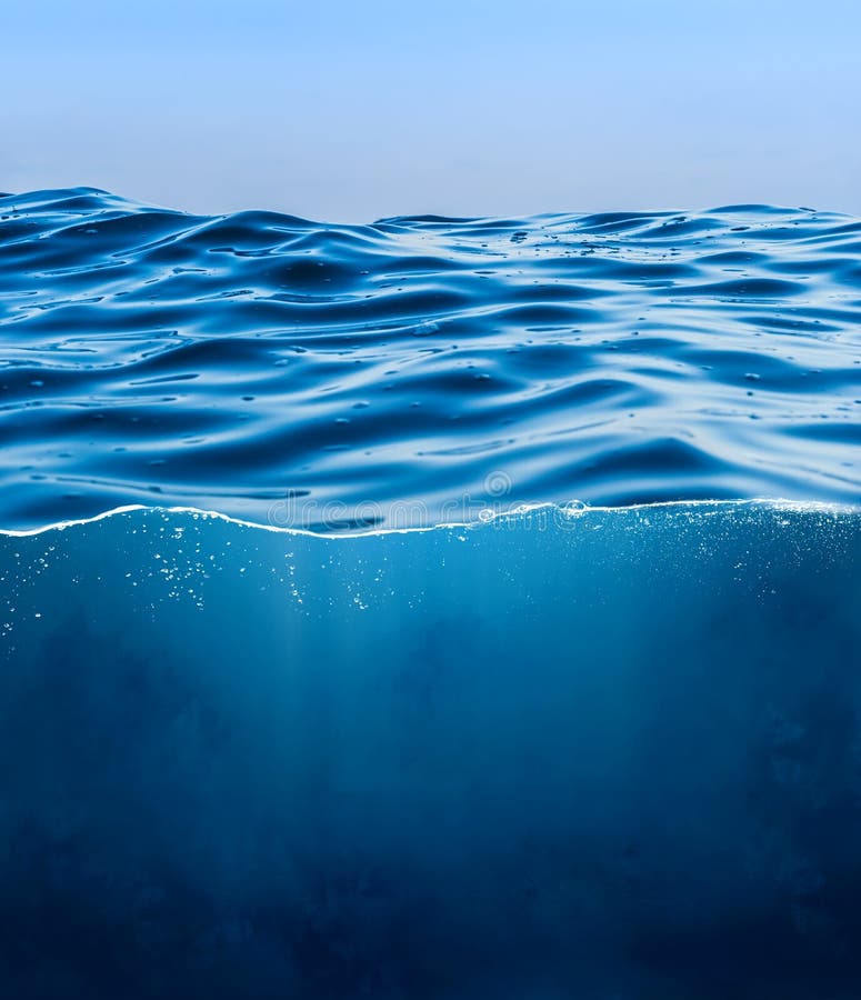 Waterline and Underwater Background Stock Image - Image of waves ...