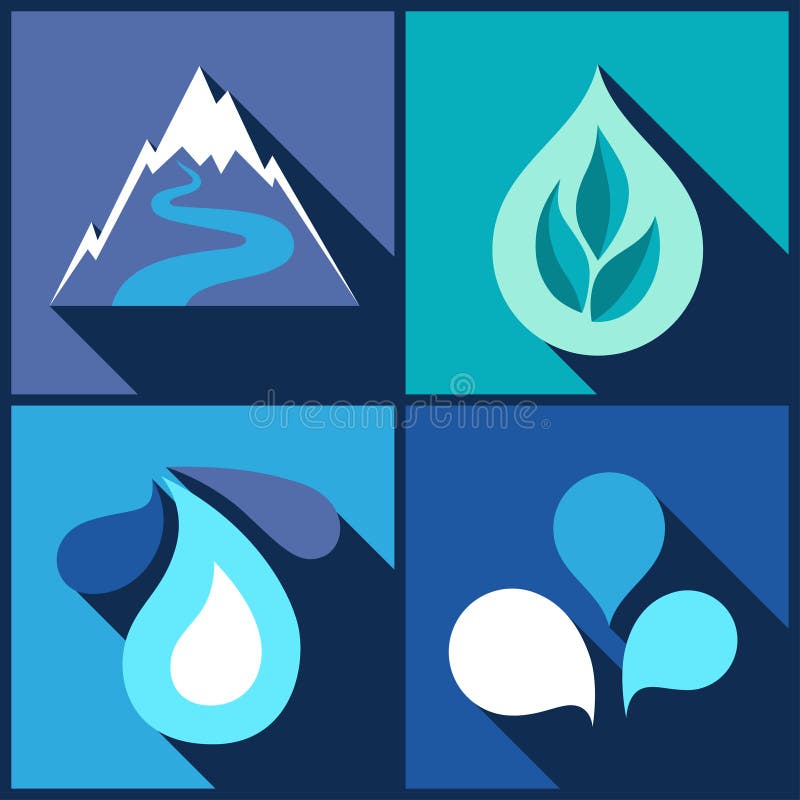 Background with Water Icons in Flat Design Style Stock Vector ...