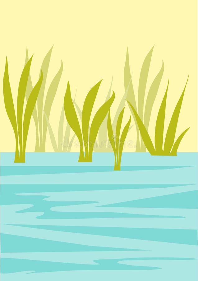Water reeds cartoon stock vector. Illustration of retro - 38070586