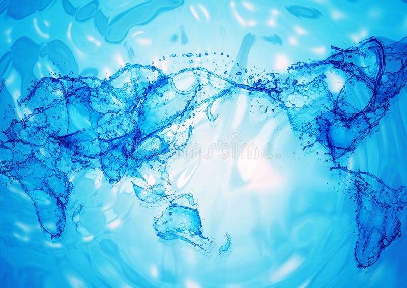Background of Splashes and Ripples in the Shape of a World Map Stock ...