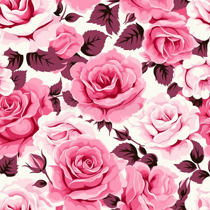 Background of Watercolored Seamless Pink Roses Pattern Stock ...