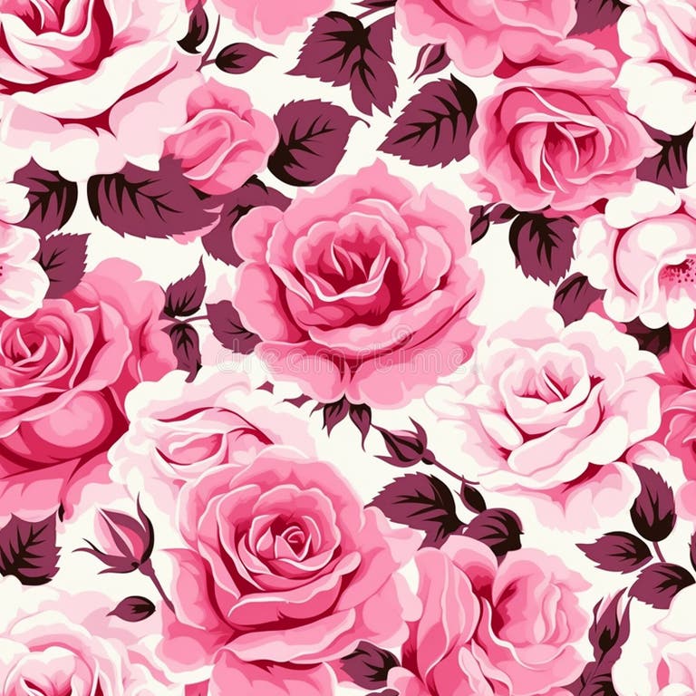Background of Watercolored Seamless Pink Roses Pattern Stock ...