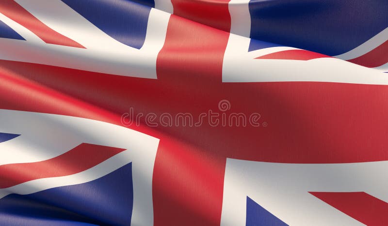 High Resolution Close-up Flag of UK. 3D Illustration. Stock ...