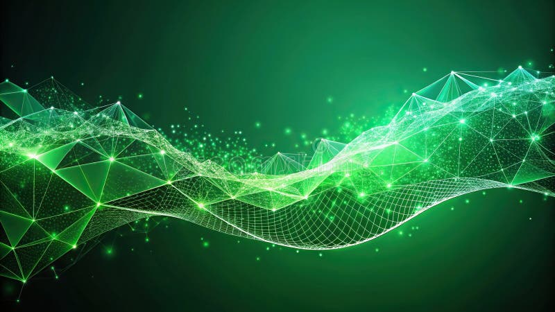 Dynamic Geometry: Wavy Green Polygon Particles Background - Generative ...