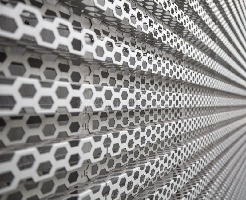 Background of Wavy Metallic Grid with Holes. Metal Mesh As Background ...