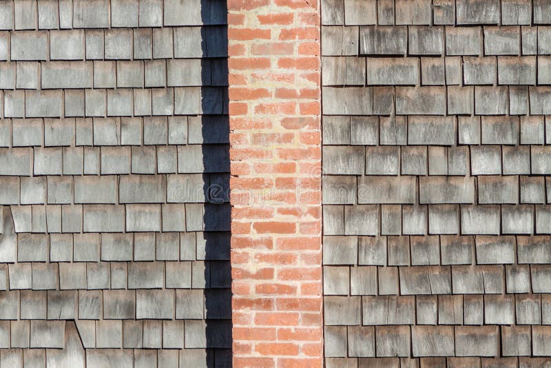 Background Weathered Shingles with Brick Chimney Stock Image - Image of ...