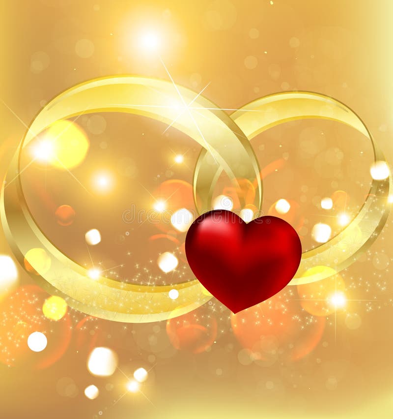 Background with Wedding Rings and Heart Stock Vector - Illustration of ...