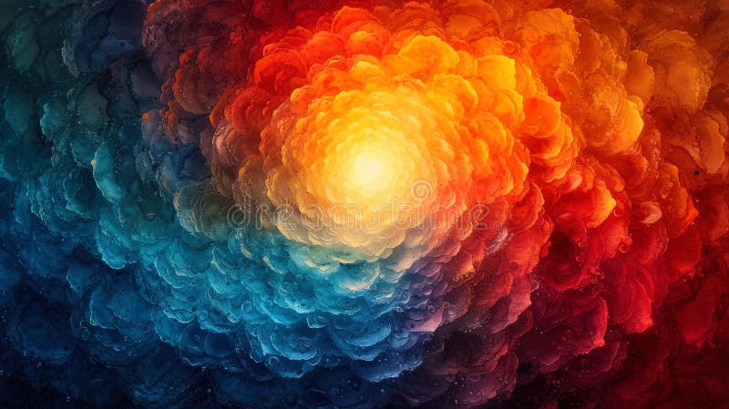 The Background on Which Blurry Watercolor Paints Form Warm and Cold Concentric Circles, Creating ...