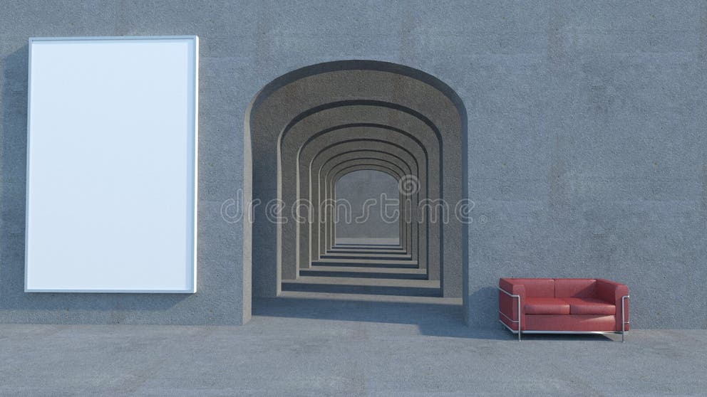 Background of White Arches with Tunnel and Cast Shadows. 3D Rendering ...