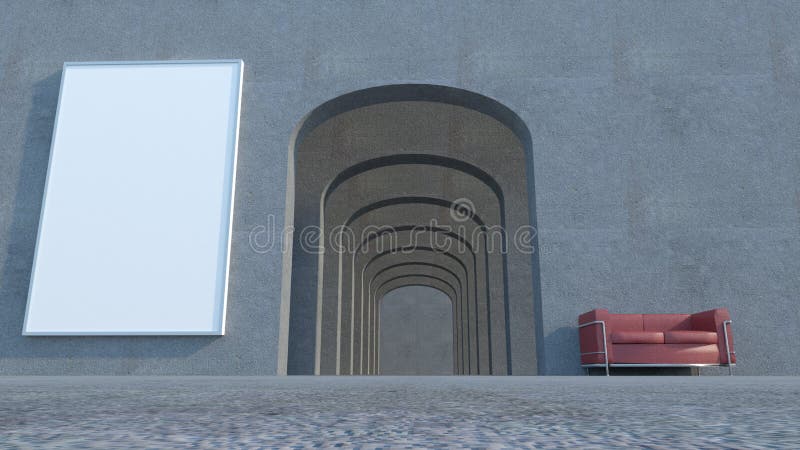 Background of White Arches with Tunnel and Cast Shadows. 3D Rendering ...
