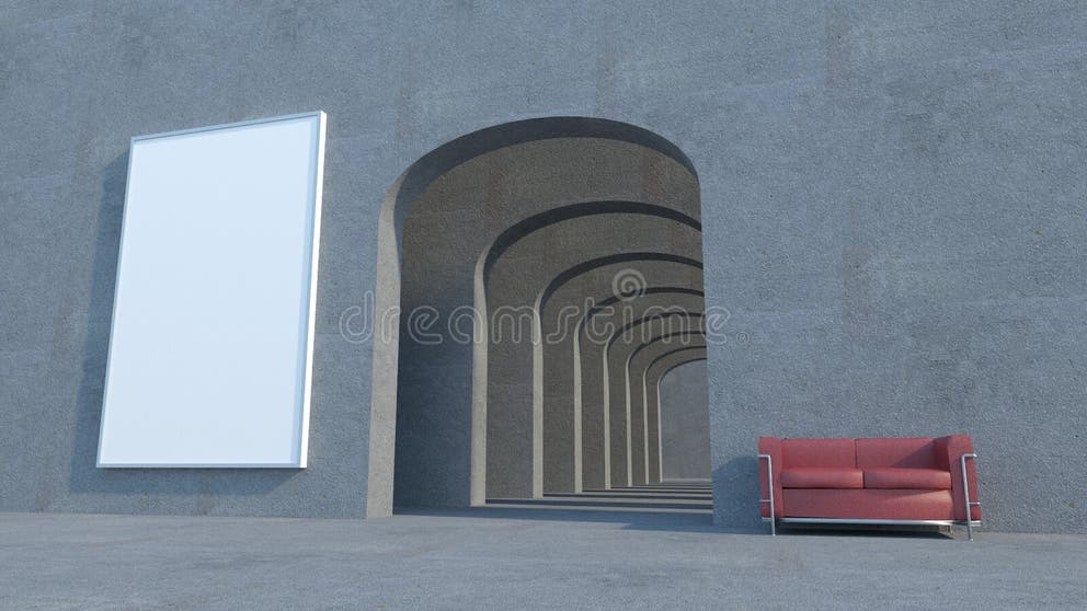 Background of White Arches with Tunnel and Cast Shadows. 3D Rendering ...