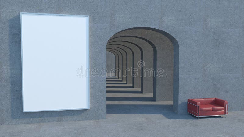 Background of White Arches with Tunnel and Cast Shadows. 3D Rendering ...
