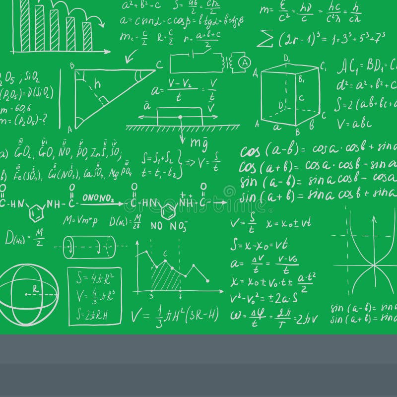 Background of White Blackboard with Mathematical Equations. Stock ...