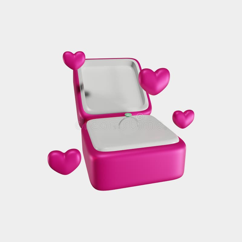 Pink Case Ring Happy Valentine S Day Isolated on White Background 3d ...