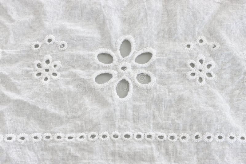 Background of White Embroidered Delicate Lace Fabric Stock Photo ...
