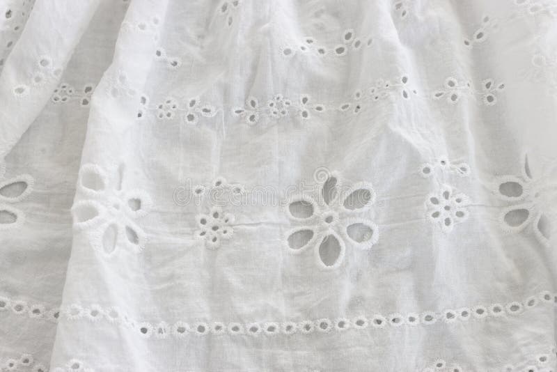 Background of White Embroidered Delicate Lace Fabric Stock Image ...