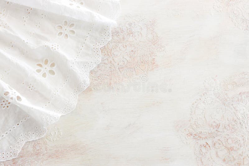 Background of White Embroidered Delicate Lace Fabric Stock Image ...