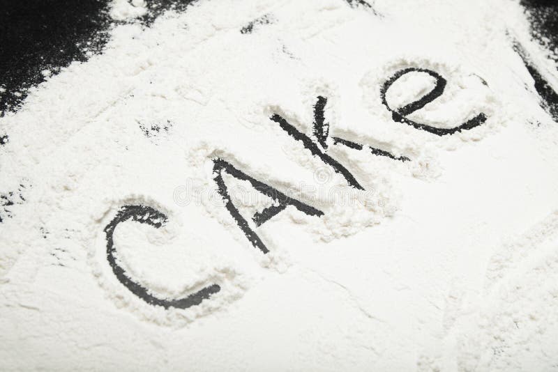Background of White Flour, Inscription Cake Stock Photo - Image of ...