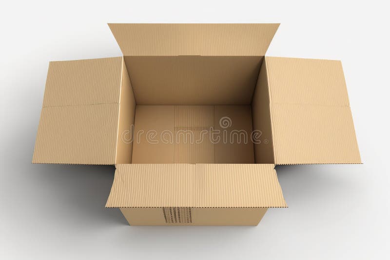 Background White Isolated Box Cardboard Empty Open Stock Illustration ...