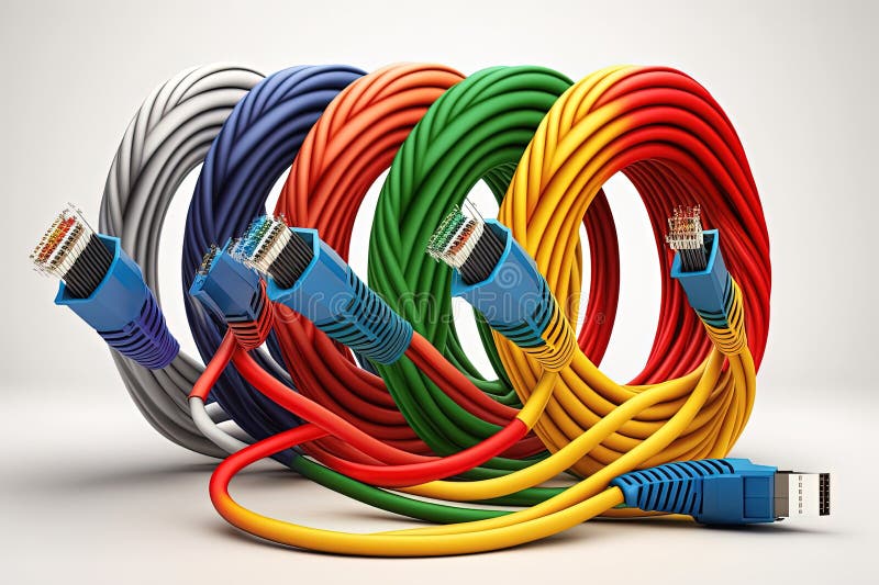 Background White Isolated RJ45 Cords Internet Cables Ethernet ...