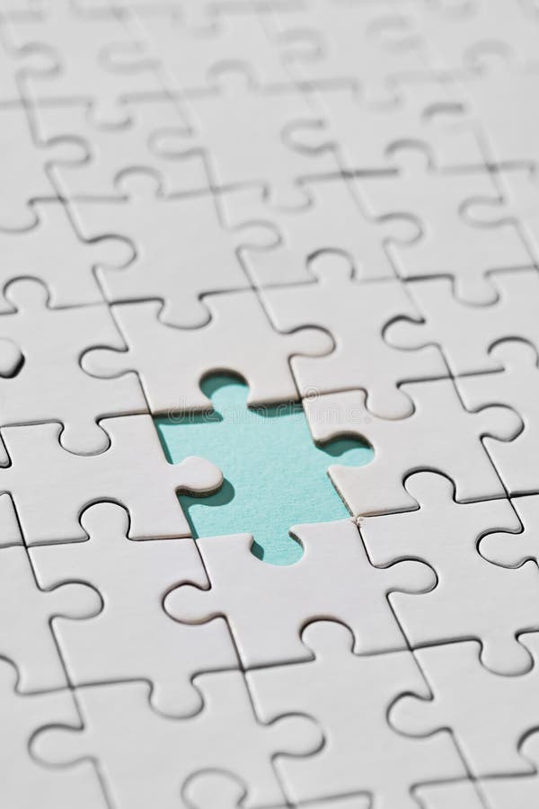 Background of White Puzzle with Missing Piece Stock Photo - Image of ...