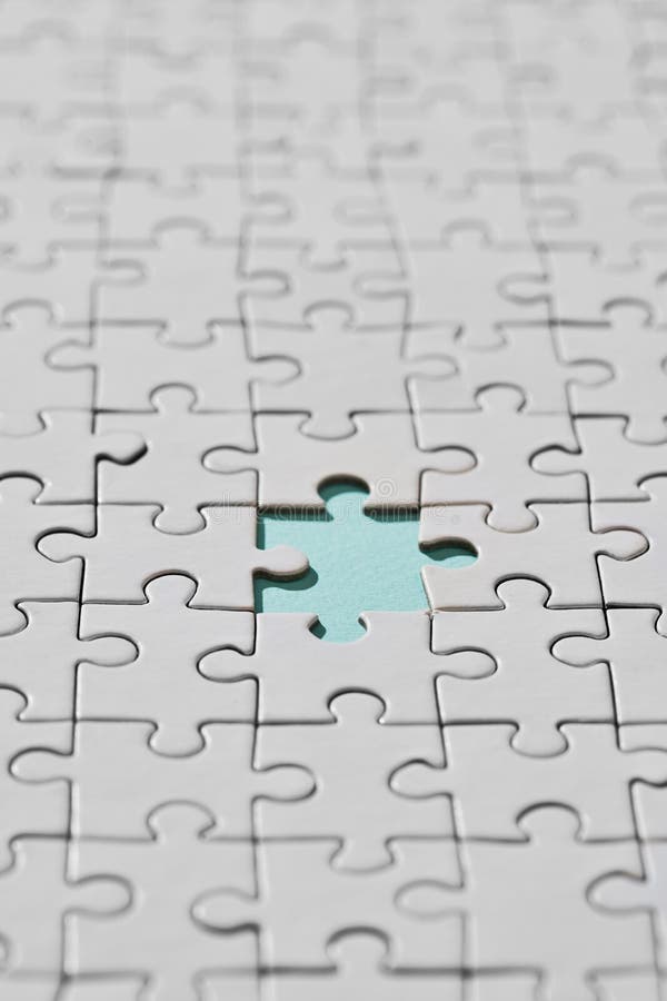 Background of White Puzzle with Missing Piece Stock Photo - Image of ...