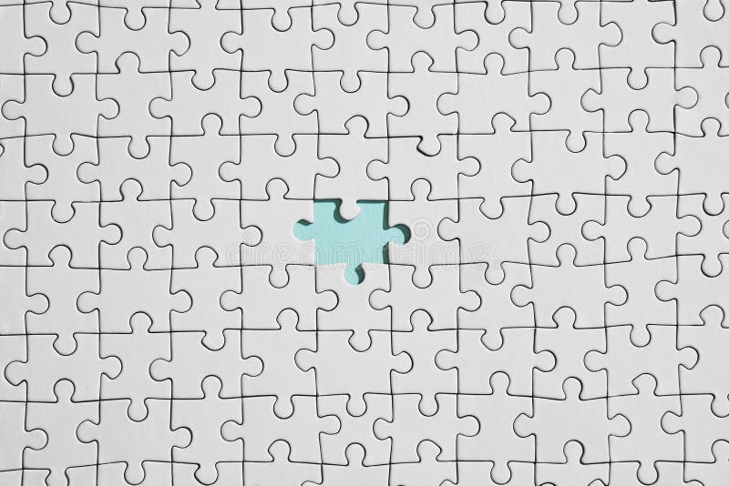 Background of White Puzzle with Missing Piece Stock Photo - Image of ...