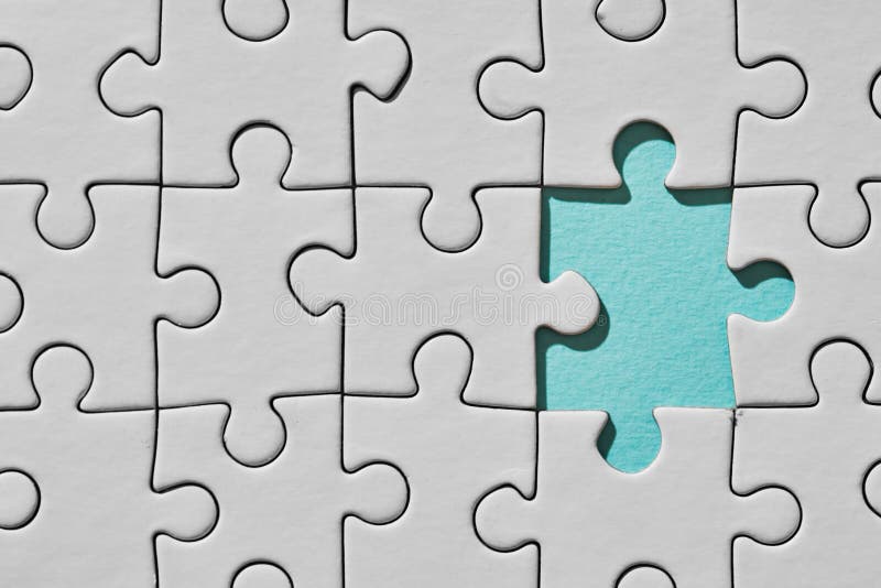 Background of White Puzzle with Missing Piece Stock Image - Image of ...