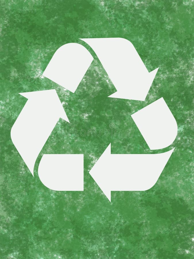 A White Recycling Symbol on a Background of Green Leaves and White ...