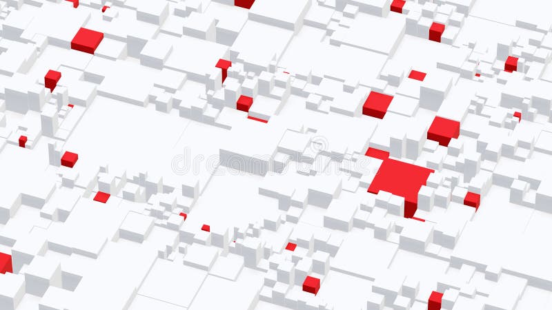 Background of White and Red Cubes Moving at Different Levels. 3D ...