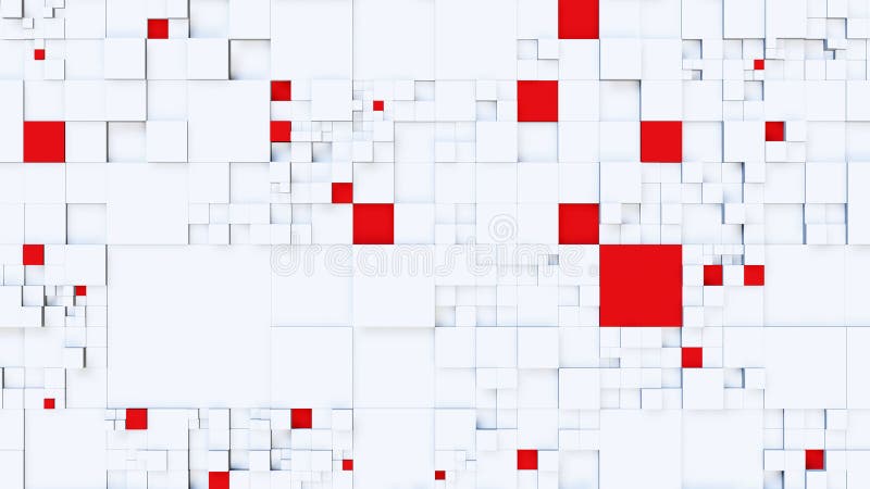 Background of White and Red Cubes Moving at Different Levels. 3D ...