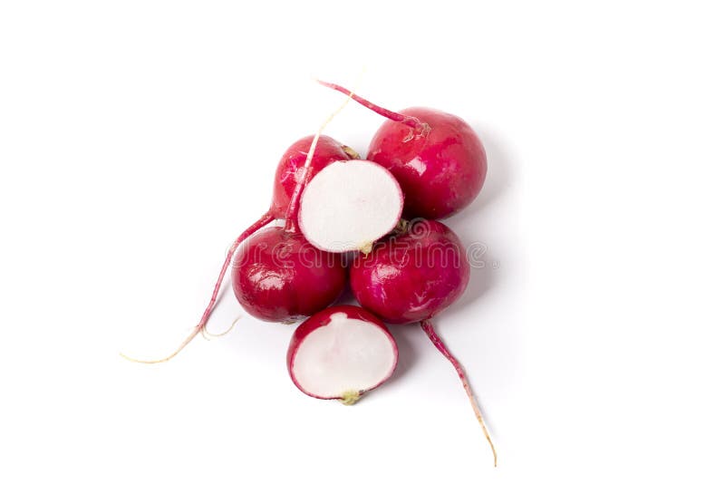 Background, White. the Red Radish Inside is One Cut in Half Stock Image ...