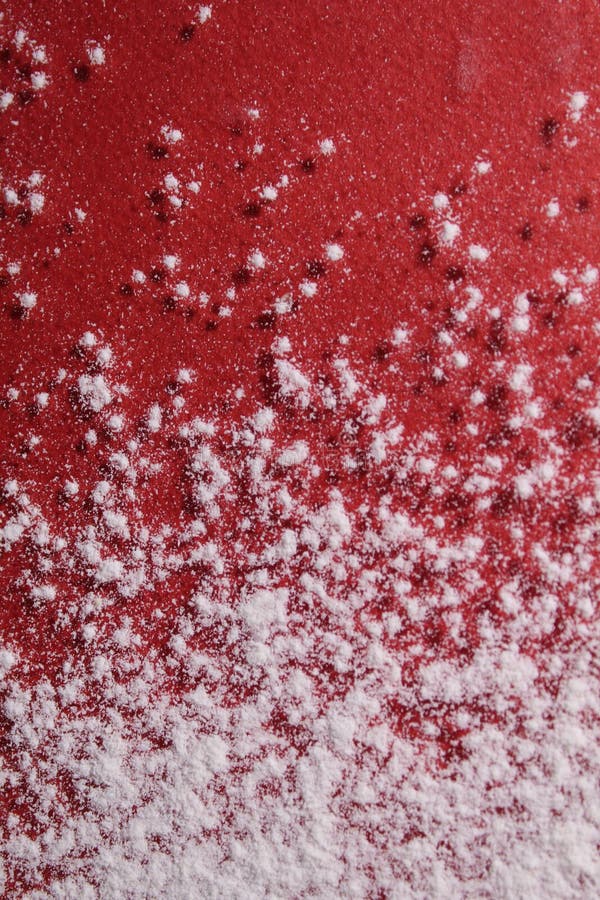 Background White Red on Red Sprayed Flour or Powdered Sugar Place for a ...