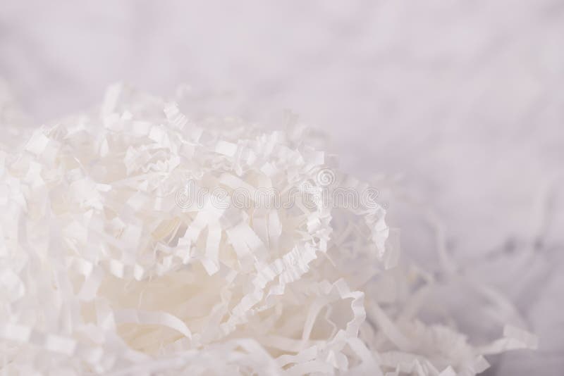 Background of White Shredded Paper. Strips of Sliced Corrugated Paper ...