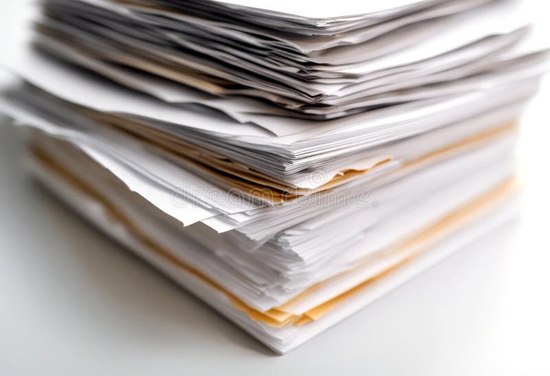 Background White Stack Olated Papers Isolated Paper Object Nobody View ...