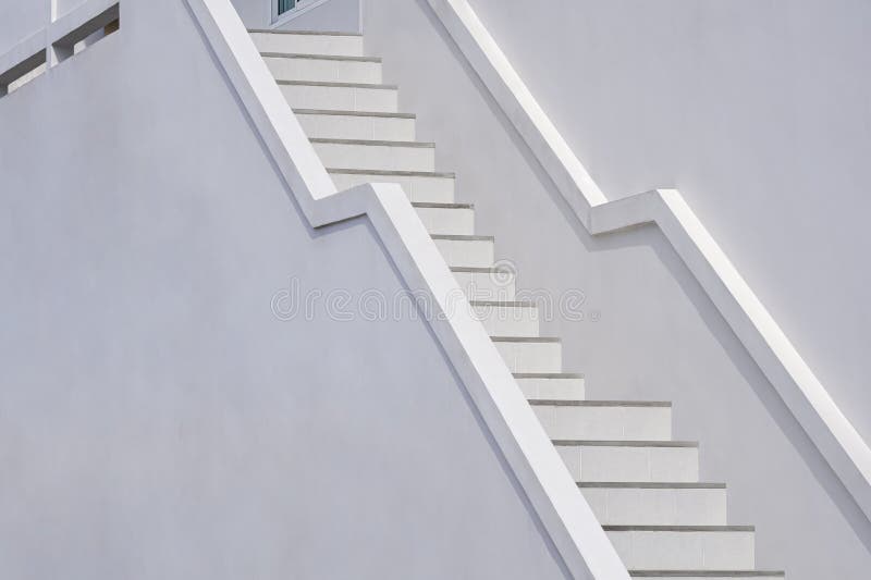 Background of White Staircase with Concrete Railing Outside of Modern ...