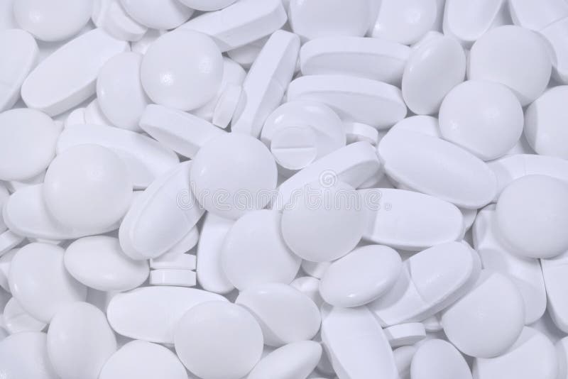 Background of White Tablets and Pills Stock Photo - Image of blue ...