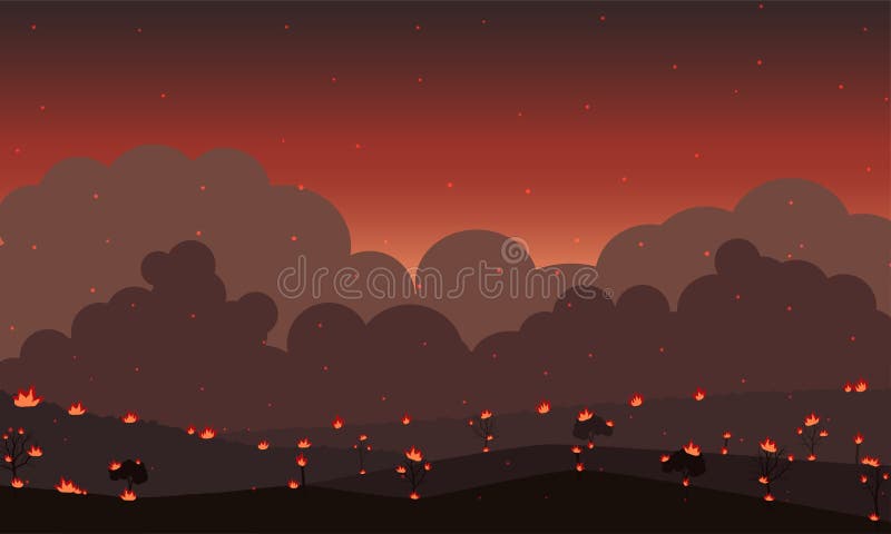Background Wildfire. Forest in Fire and Sparkle Fire at Night Stock ...