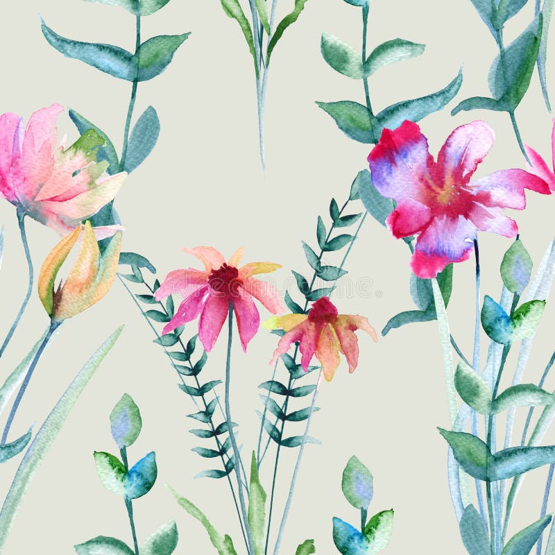 Background of Wildflowers. Seamless Pattern Stock Illustration ...