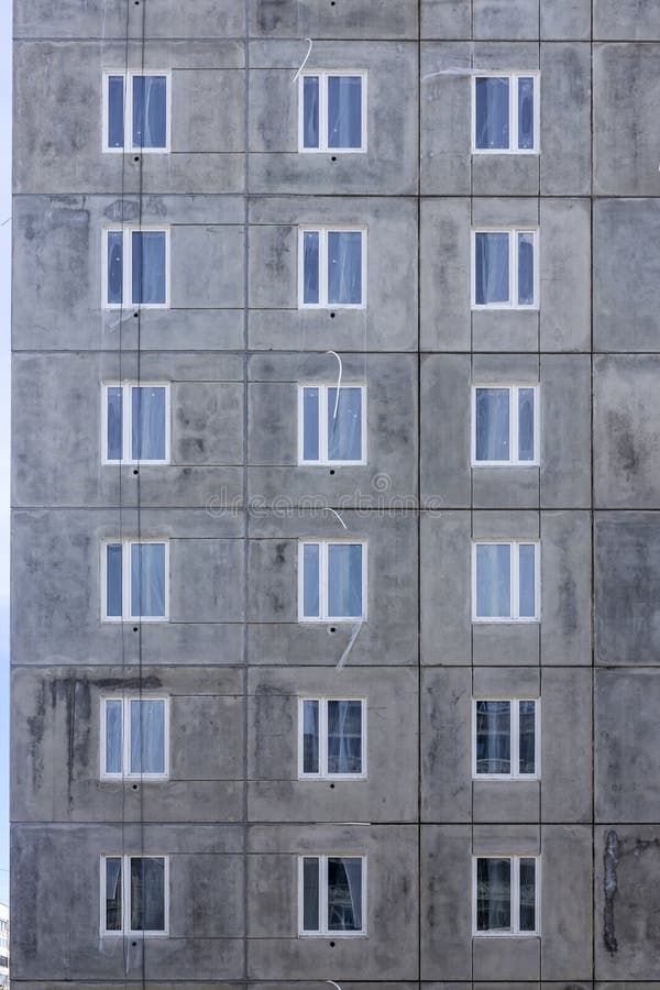 Background of Windows Wall of Panel Box Building of Cheap Housing Stock ...