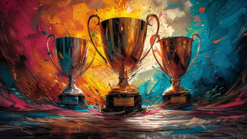 Winners Trophy, Celebrating First Place, Second Place, and Third Place ...