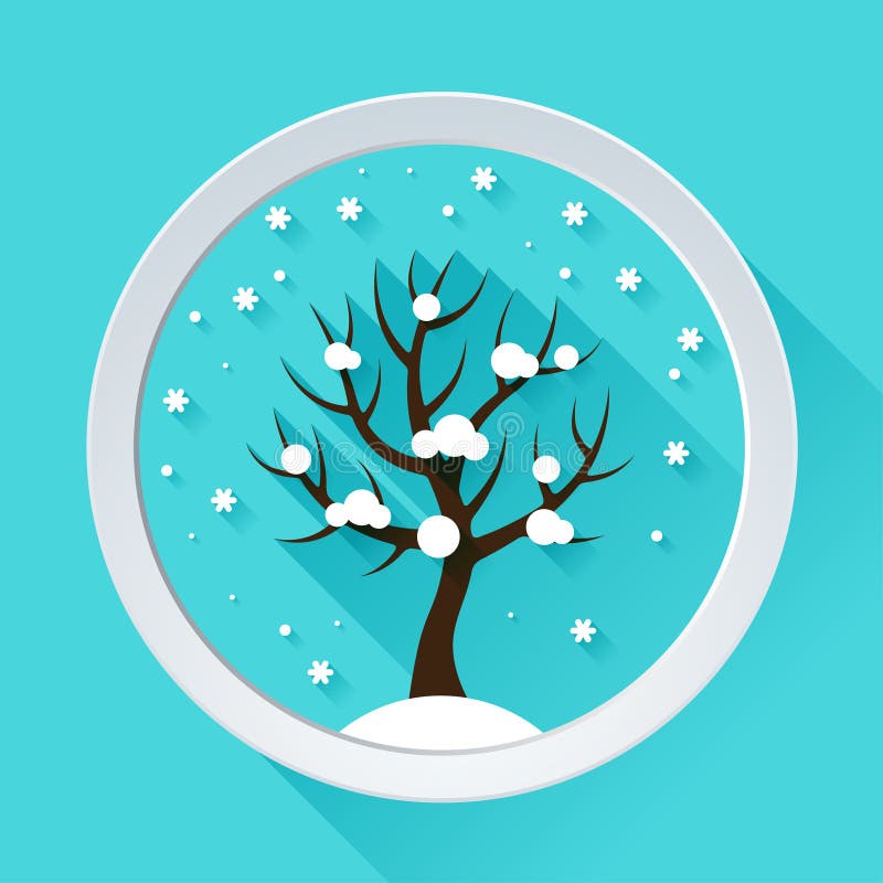 Background with Winter Tree in Flat Design Style Stock Vector ...