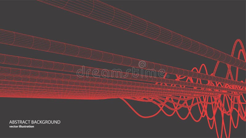 Background with a Wireframe Dynamic Waves, Line and Particles Stock ...