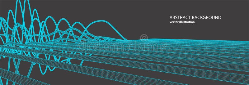 Background with a Wireframe Dynamic Waves, Line and Particles Stock ...