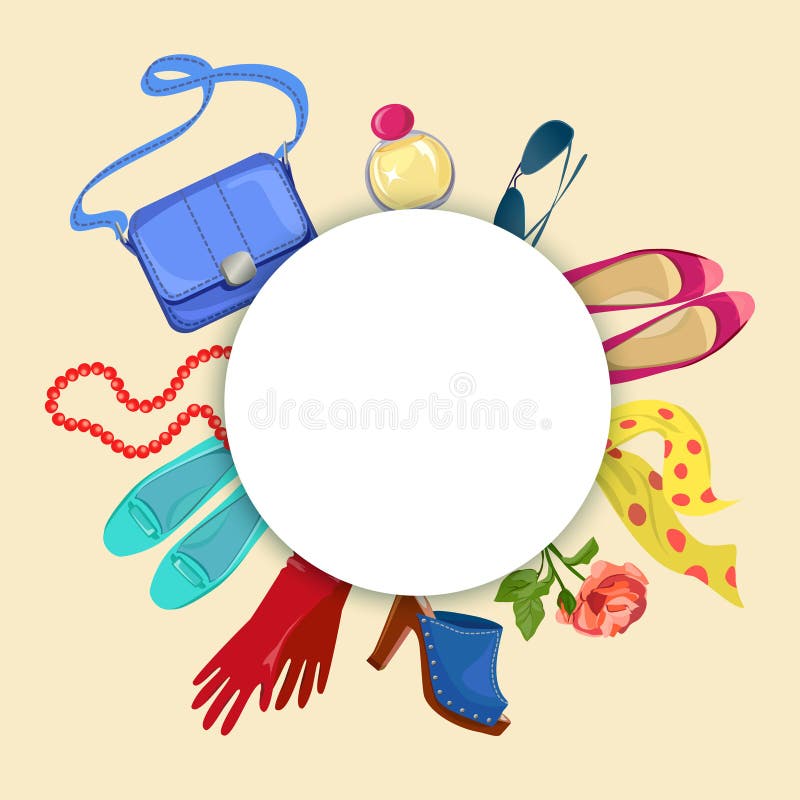 Background with Womens Shoes and Accessories. Sales Stock Vector ...