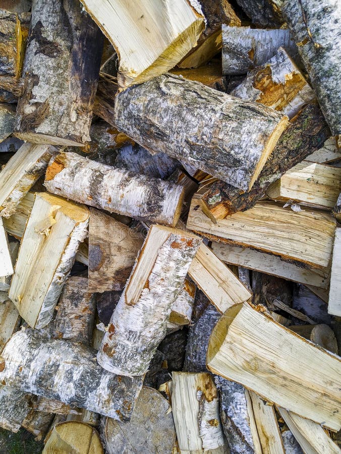 Background with Wood â€“ Birch Pieces â€“ Firewood Stock Photo - Image ...