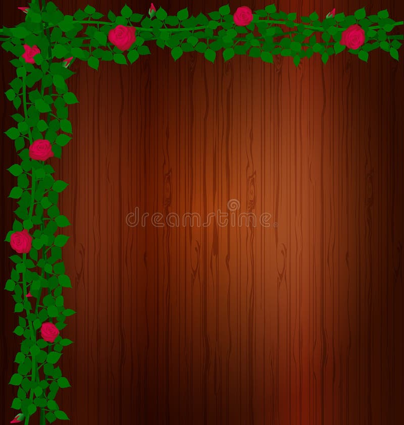 Background wood and rose stock vector. Illustration of plant - 22311925