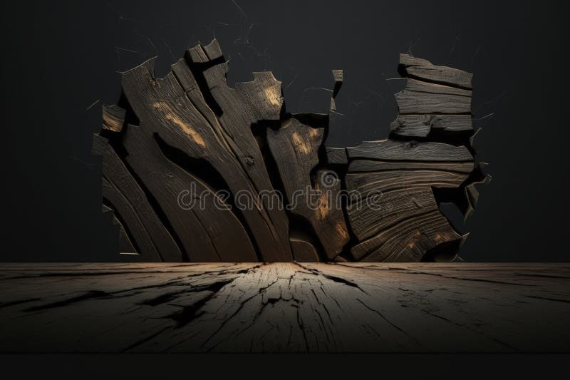 A Wooden Background with Broken Pieces of Wood, Table for Presentations ...